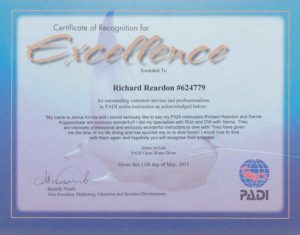 padi-certificate-excellence-richard-reardon-TSD - Thresher